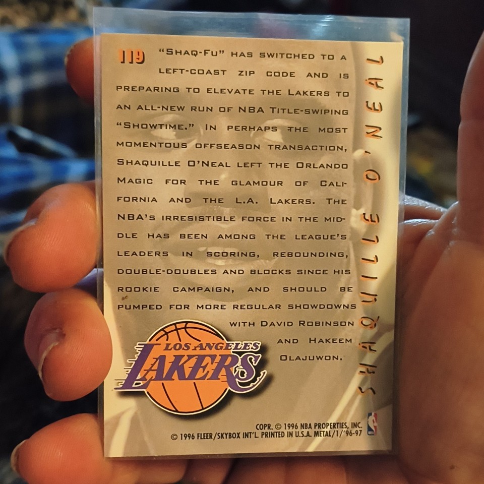 Fleer 1996-97 Metal On the Move Shaquille O'Neal #119 Los Angeles ...