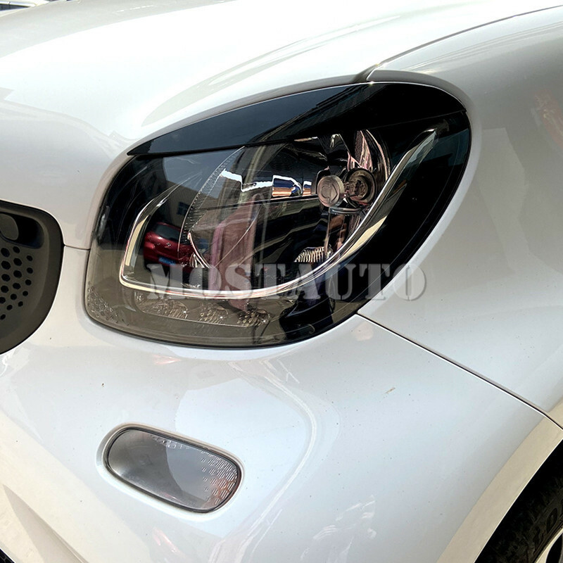 For Benz Smart 453 Fortwo Forfour Black Headlight Eyelid Eyebrow Cover ...