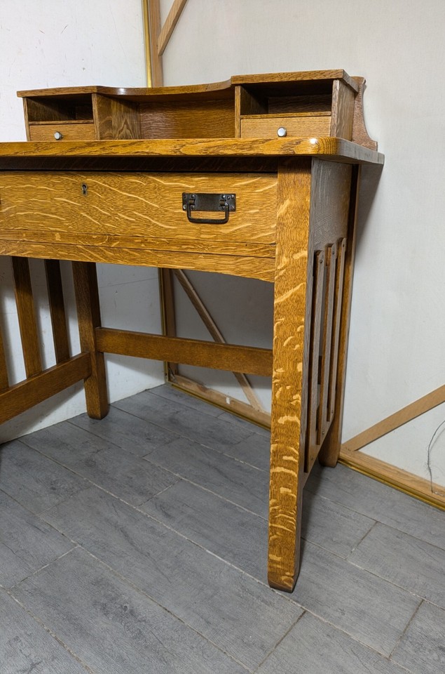 Antique Mission Arts & Crafts Craftsman Oak Wood Writing Desk Stickley ...