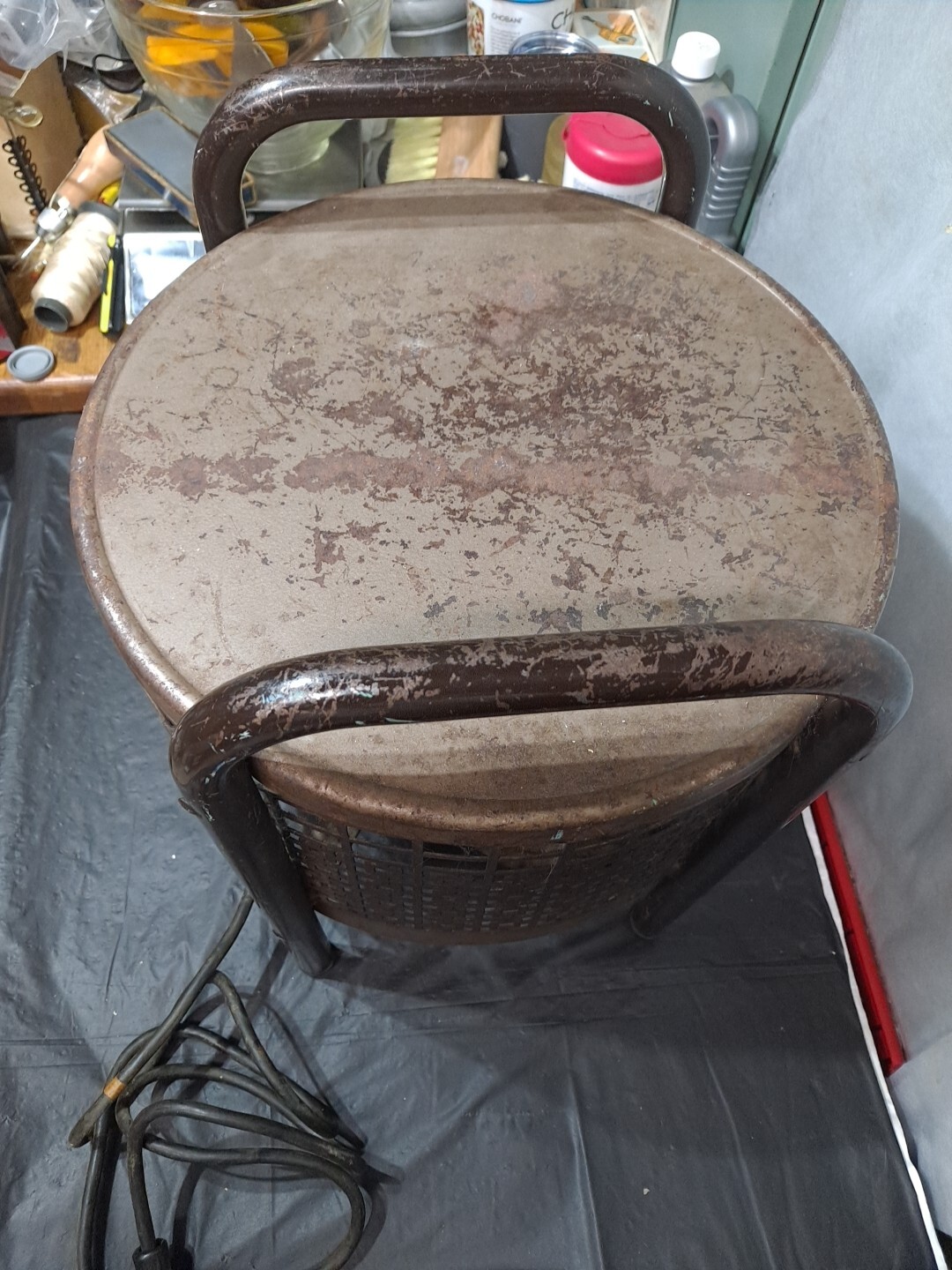 Vintage Metal Mid Century Hassock Footstool Fan Redmond 6102 16.5" X 13 ...