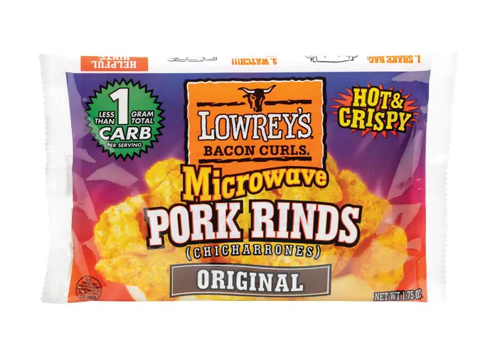 Lowrey's Bacon Curls Microwave Pork Rinds Chicharrones, Hot & Spicy, 1. ...