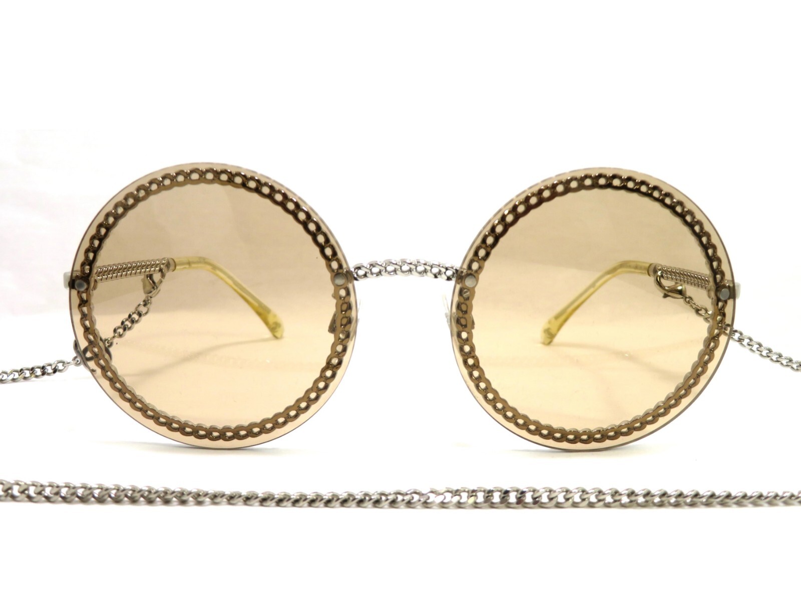 CHANEL CH4245 Chain Frame Round Shape Silver Havana | eBay