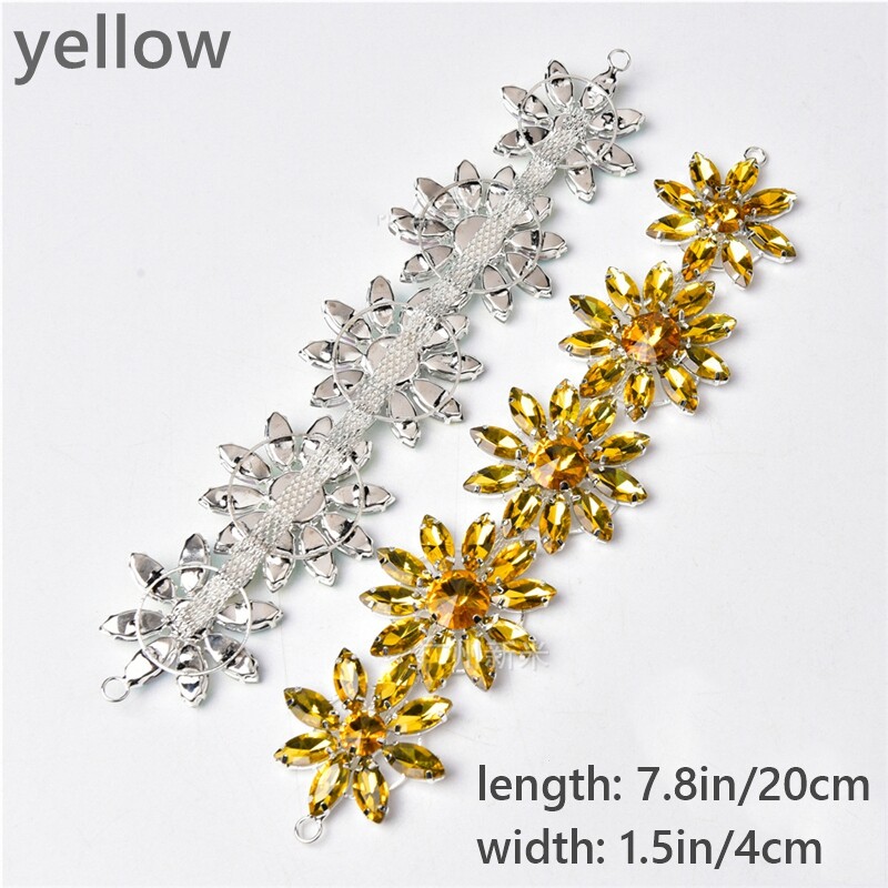 1X Flower Diamante Rhinestone Crystal Trimming Chain Patch Sewing DIY ...