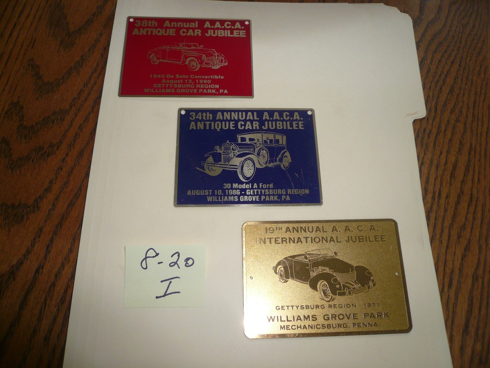 1971 86 90 Gettysburg Region Participant Dash Plaques Lot of 3 820 I | eBay