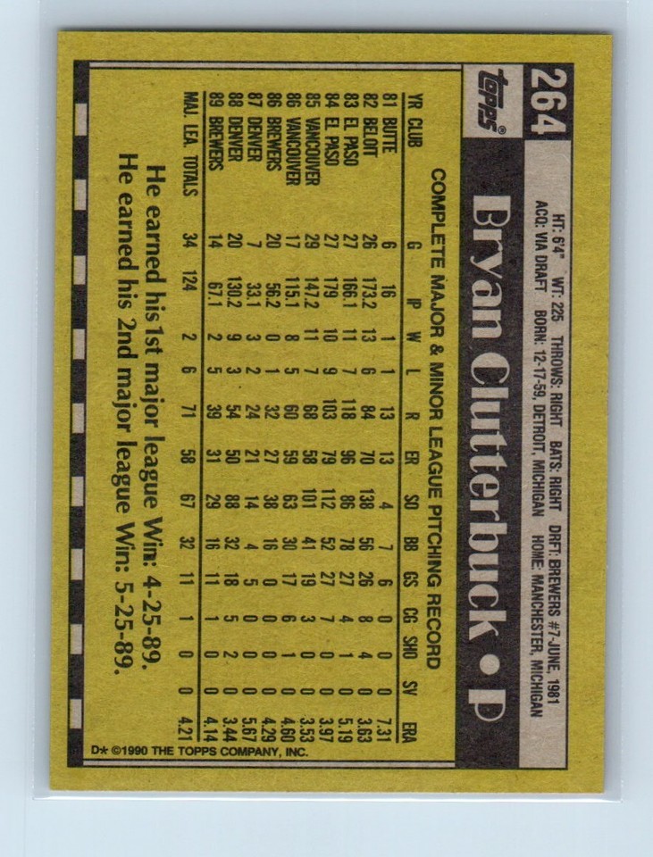 1990 Topps straight from the pack!!! Bryan Clutterbuck Milwaukee ...