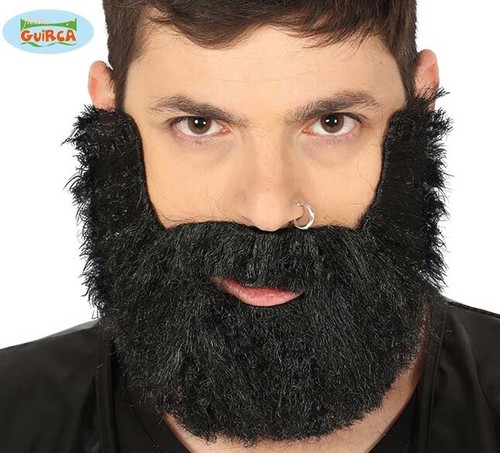 Adult Fancy Dress Deluxe Thick Beard Black Mens Pirate Captain Bierd ...