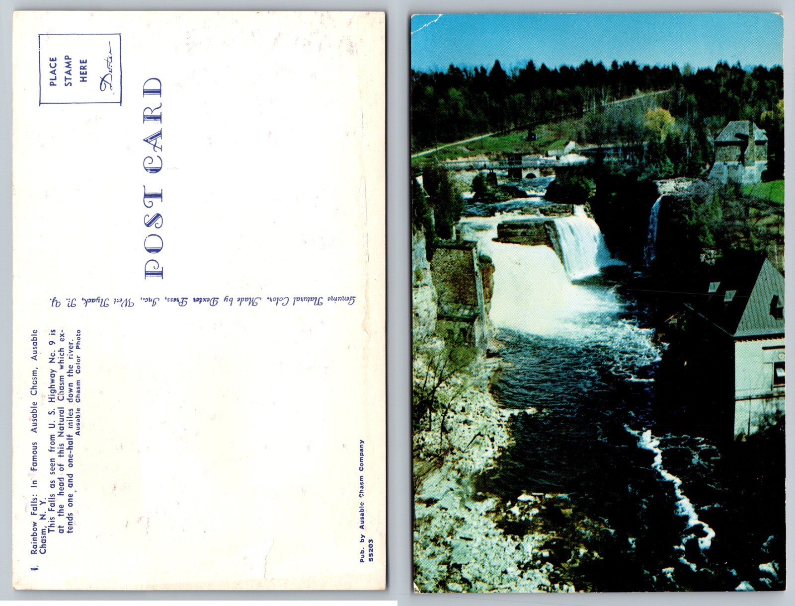 Rainbow Falls Ausable Chasm New York Scenic Waterfall Gorge Postcard | eBay