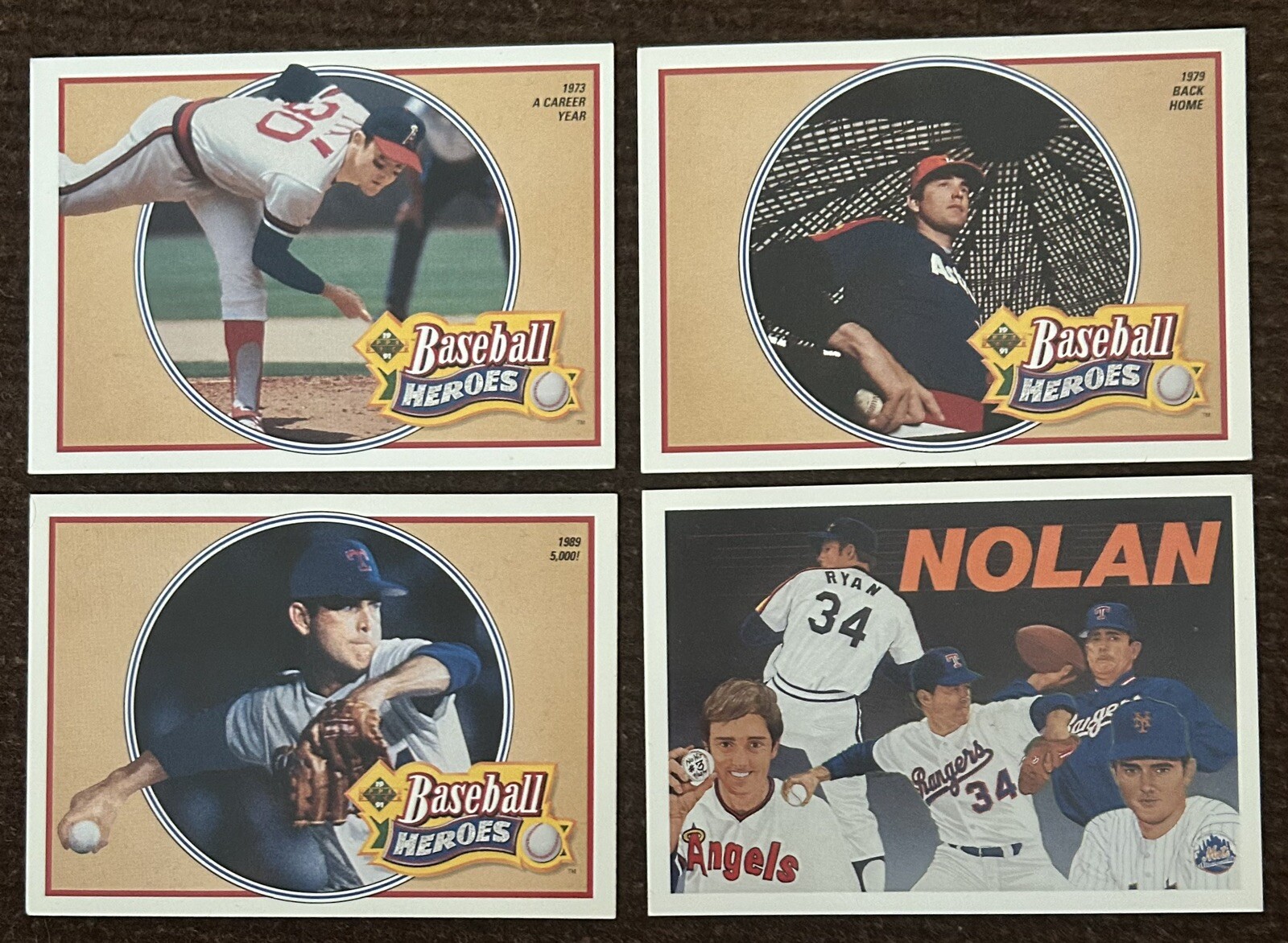 Lot of 4 Nolan Ryan 1990 Upper Deck Baseball Heroes Insert Card # 11 ...