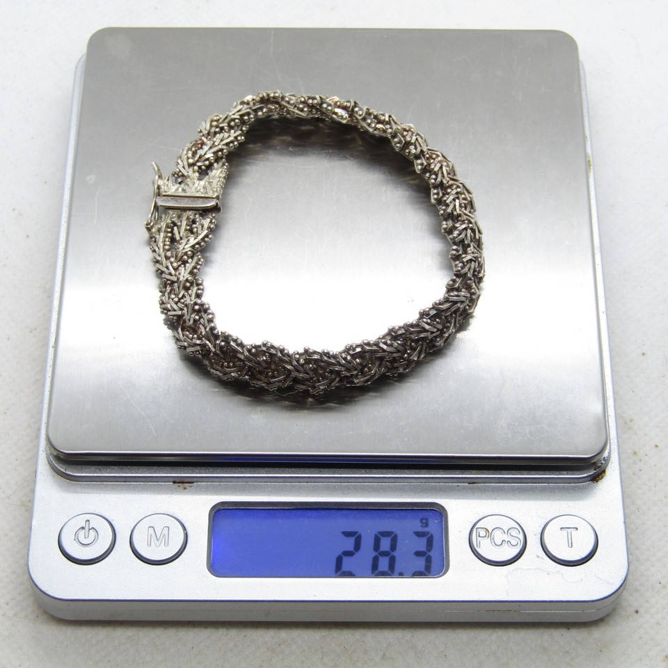Nati Mex MF33 Sterling Silver 925 Woven Braided Bracelet 7.5" K4295 | eBay
