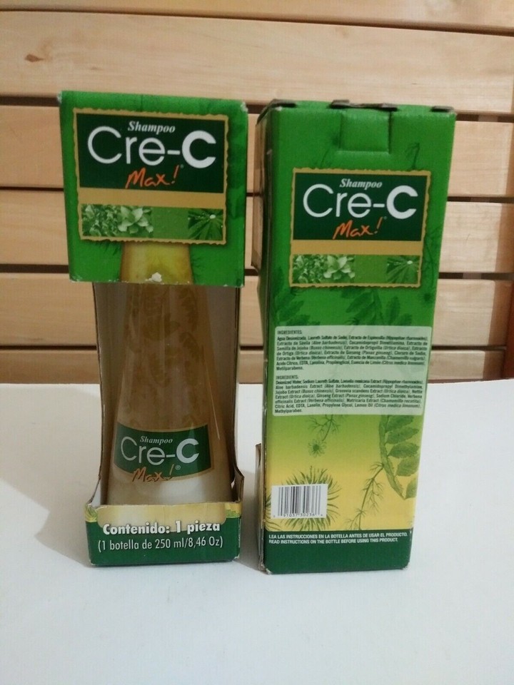 2 Bottles Original Cre-C Max Shampoo 250 ML Vitamin Hairloss Caida de ...