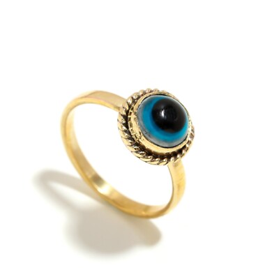 Evil Eye Gemstone 925 Sterling Silver Gold Plated Minimalist Ring Gift ...