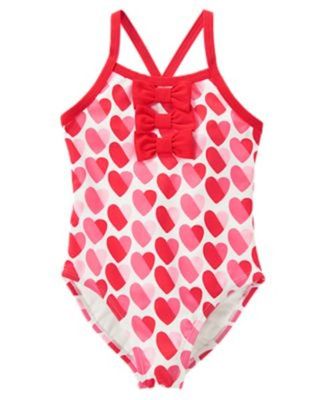 NWT Gymboree Valentine's Day Heart Swimsuit 5,7,8, 10,12 Girls Swim ...