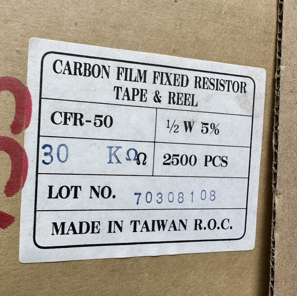 Carbon Film Resistor 30K ohm | 1/2W 0.5 Watt 5% Tolerance | Roll Of ...