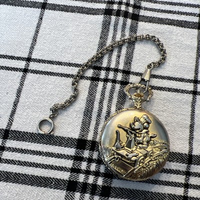 Verichron Engineer MICKEY MOUSE Pocket Watch Holding Wrench Railroad ...
