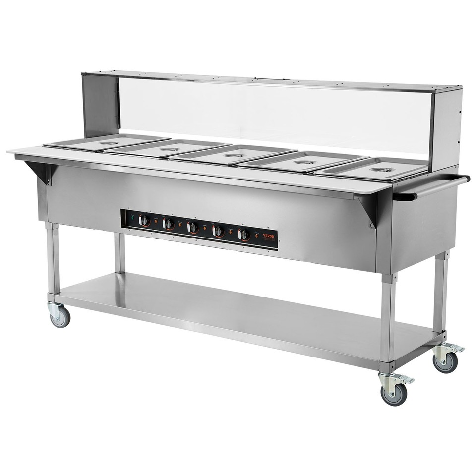 5-Pan Steam Table Electric Commercial Food Warmer 5x20.6QT Acrylic ...