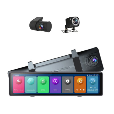 3 Cameras Mirror Carplay Android Auto Car Dash Cam Rearview 2.5K Video ...