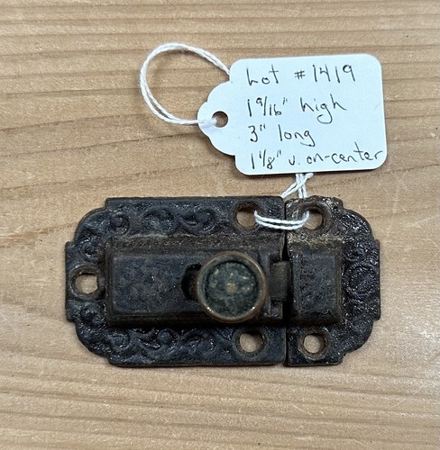 1419–Antique Cast Iron Late 1800s Cupboard Cabinet Latch Complete Pat’d ...