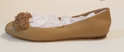Delman Ladies Frill Fringe Leather Ballet Flat Shoes Sand Sz 10 As is ...