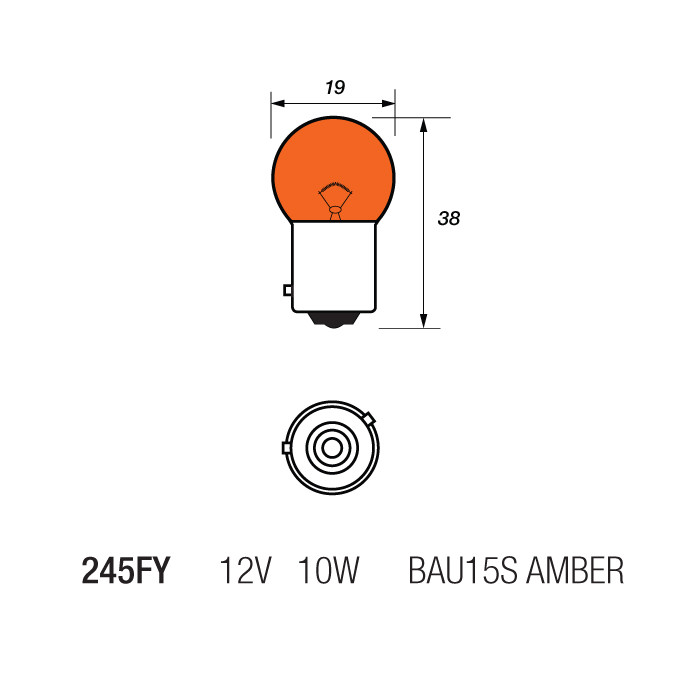 589 RY10W Amber 12v 10w BAU15S 245FY Bayonet Motorcycle Motorbike Car ...