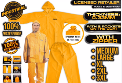 INGCO Rain Coat Suit Set with Zipper and 2 Pockets On The Coat 100% NEW ...