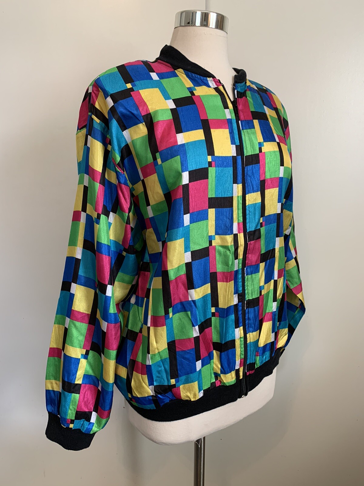 90s colorblock Jacket Windbreaker Mod Geometric 16 S… - Gem