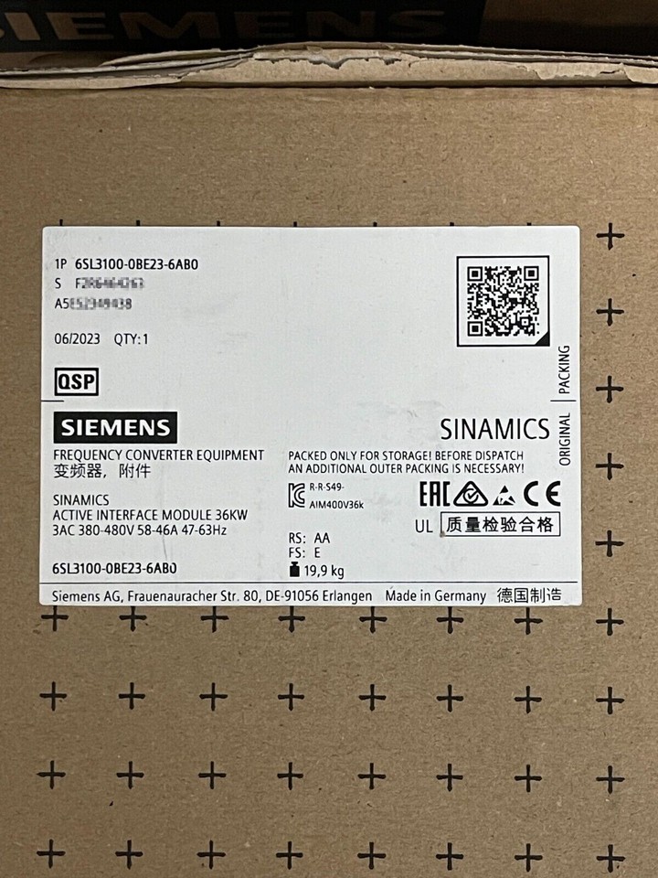 6SL3100-0BE23-6AB0 NEW SIEMENS S120 ACTIVE INTERFACE MODULE 6SL3100 ...