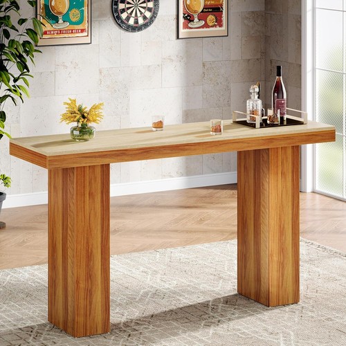Long Bar Table 62.9Inch Rectangular Counter Height Pub Table Kitchen Dining Room | eBay