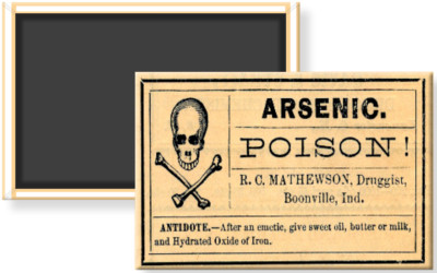 Arsenic Poison Label Skull & Crossbones Vintage Image Fridge Magnet 2 x ...