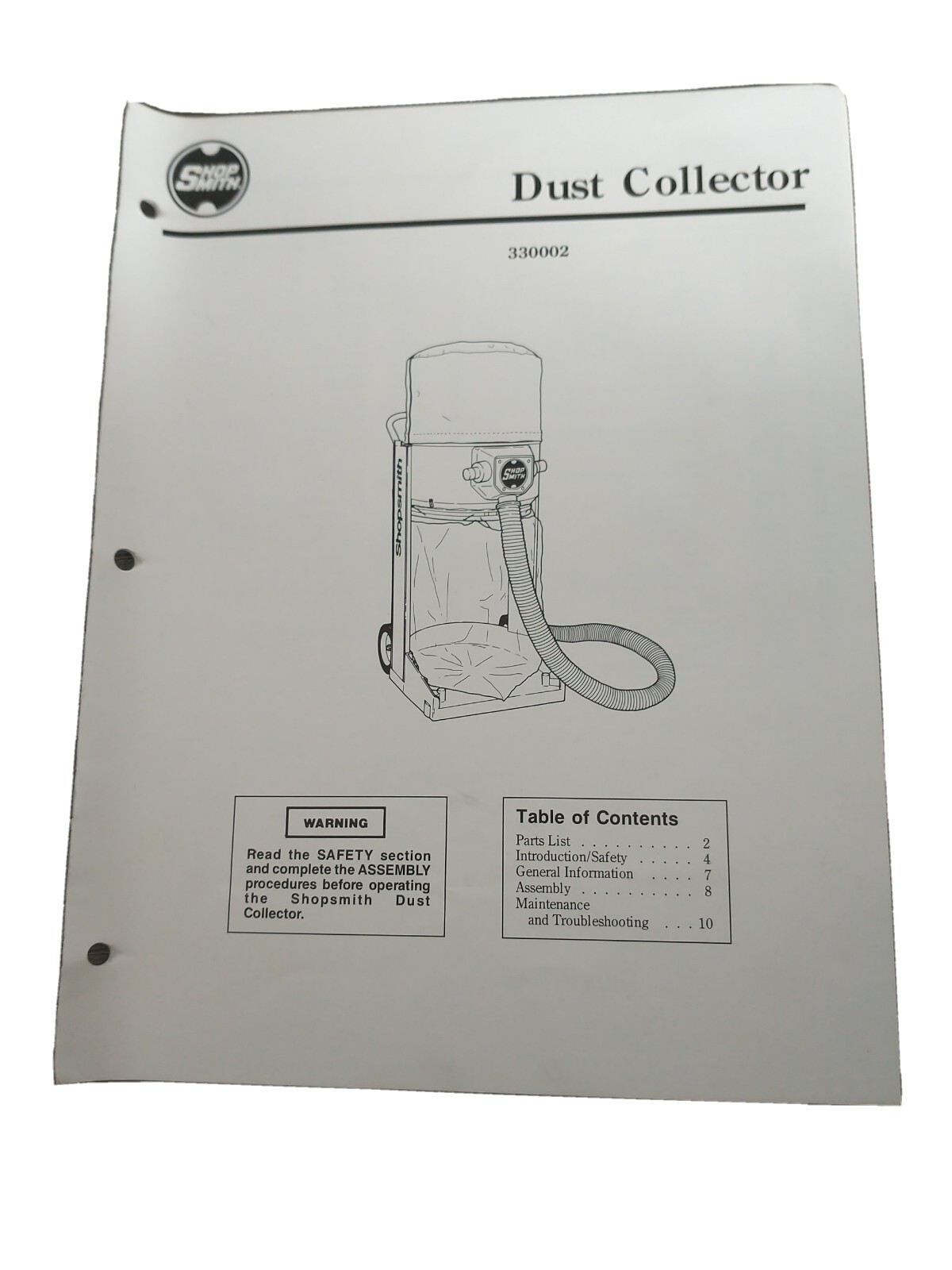Shopsmith Dust Collector Manual | eBay