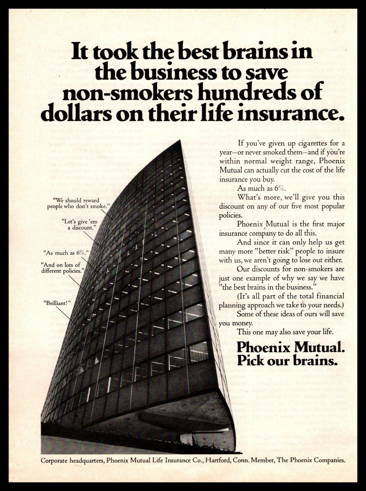 1970 Phoenix Mutual "Saves Non-Smokers Hundreds On Life Insurance ...