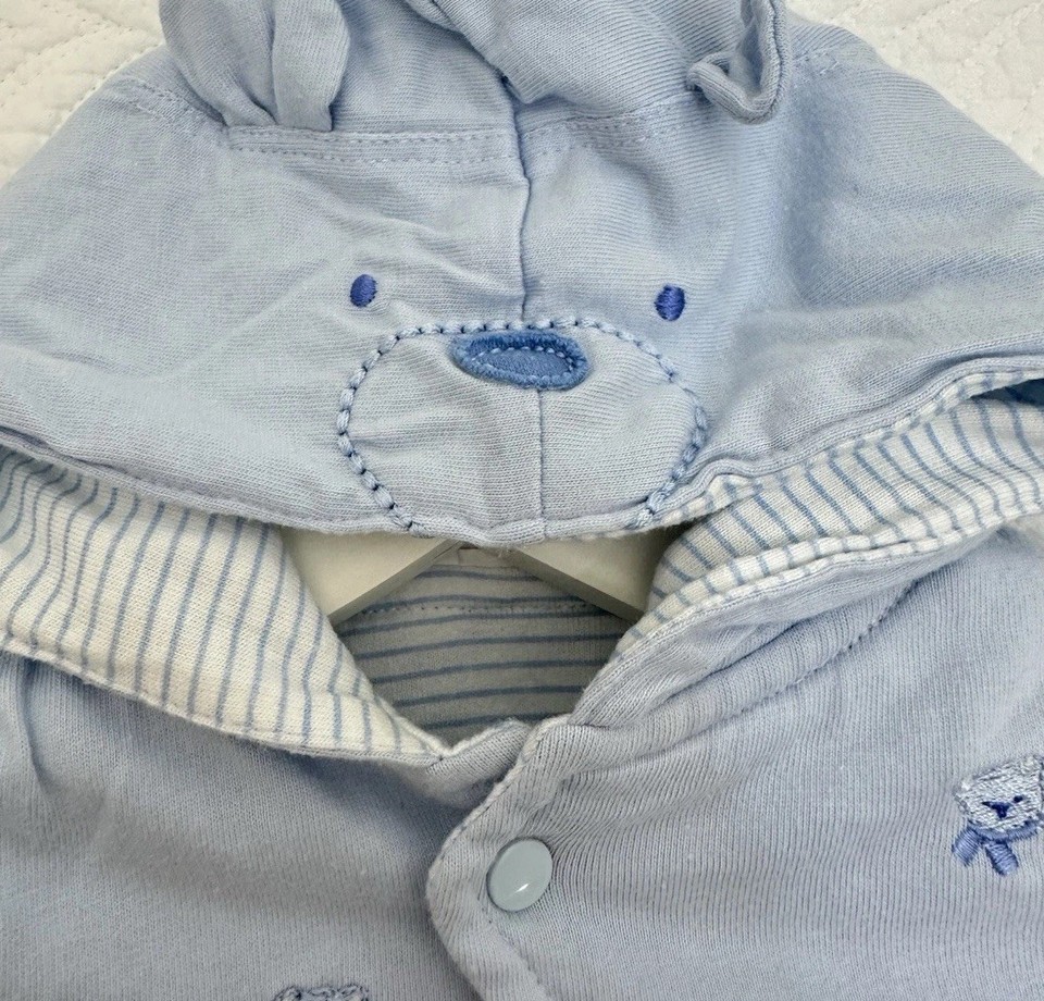 First Impressions 3-6m Boys Blue Teddy Bear Outfit With Bear Face on ...