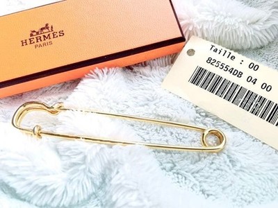 Hermes Pin Brooch Gold Authentic Vintage Vtg Used with Box | eBay