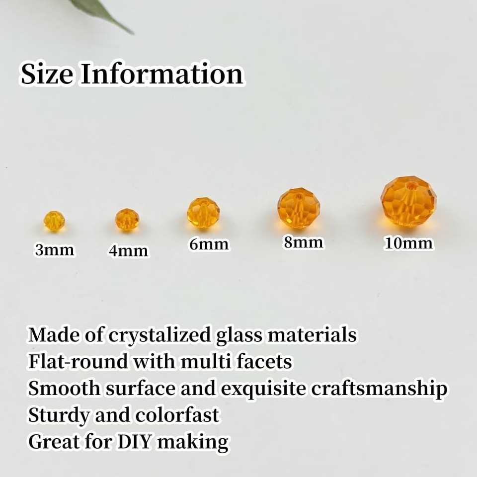 YUEXIGO 250pcs 6mm Crystal Glass Beads for Jewelry Making, 6mm, Orange ...