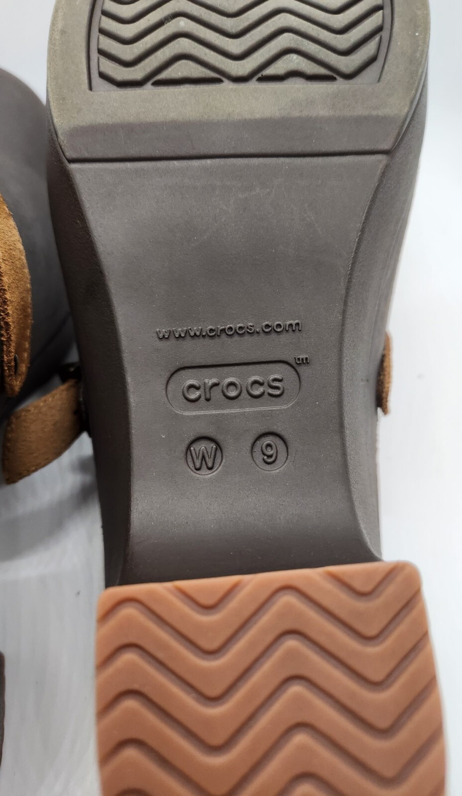 Crocs Sarah Clogs Dual Comfort Brown Tan Suede Strap … - Gem