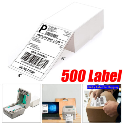 500 4"x6"Fanfold Direct Thermal Shipping Labels for Zebra BEEPRT Rollo ...