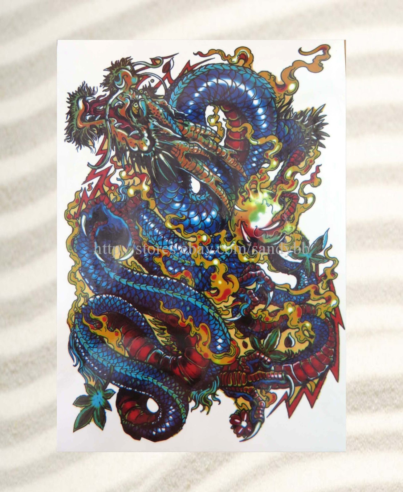 realistic fake Chinese dragon extra large size 8.25"arm tattoo ...