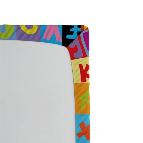Abstract Fitted Sheet Set, Colored Alphabet 2 Pack - Twin Size Magenta ...