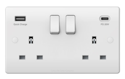 Double Wall Plug Socket 2 Gang 13A with USB C PD20W & Quick Charge ...
