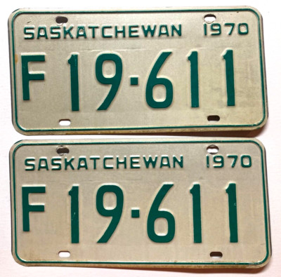 PAIR 1970 Saskatchewan Farm (Farm Truck) License Plates F19-611 | eBay