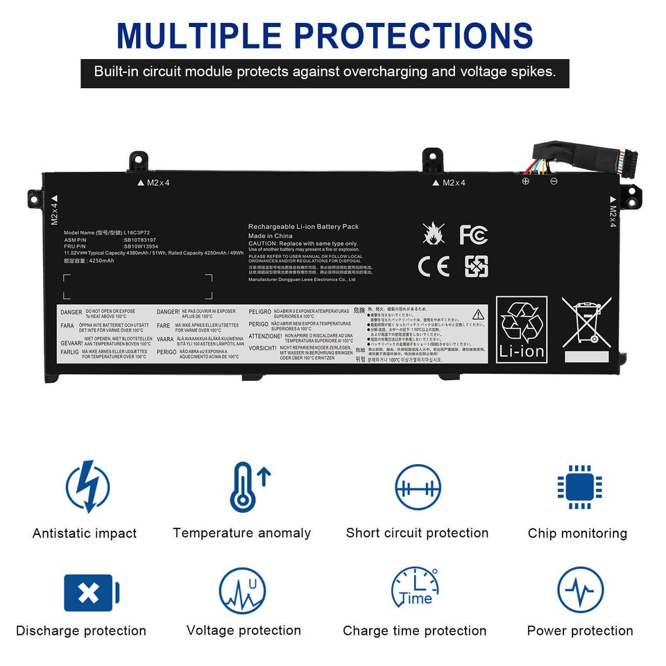 L18M3P73 Battery For Lenovo ThinkPad T490 T495 P14s T14 Gen 1st 2nd ...