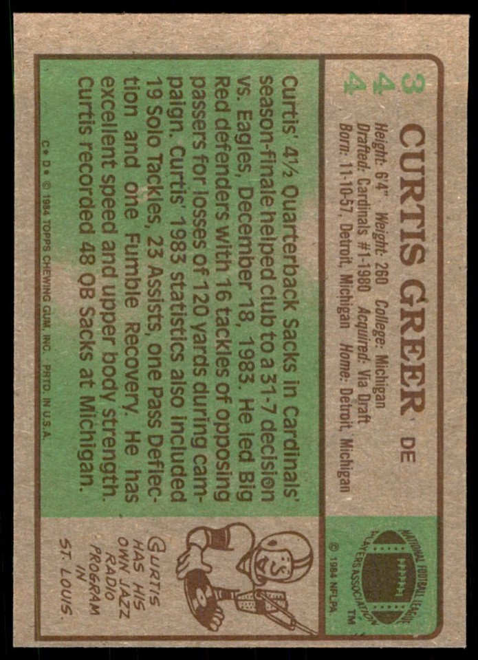 1984 TOPPS^ CURTIS GREER ST. LOUIS CARDINALS #344 | eBay