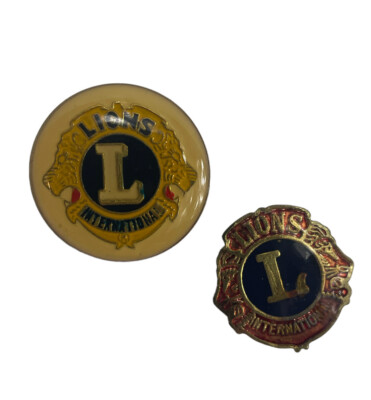 2 Vintage Lions Club Enamel pins Hat Pins Lapel Pins Vtg | eBay