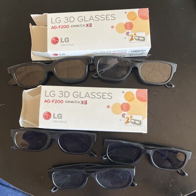LG 3D Glasses AG-F200 Cinema 3D 5 Pairs Genuine OEM LED HDTV Theater ...