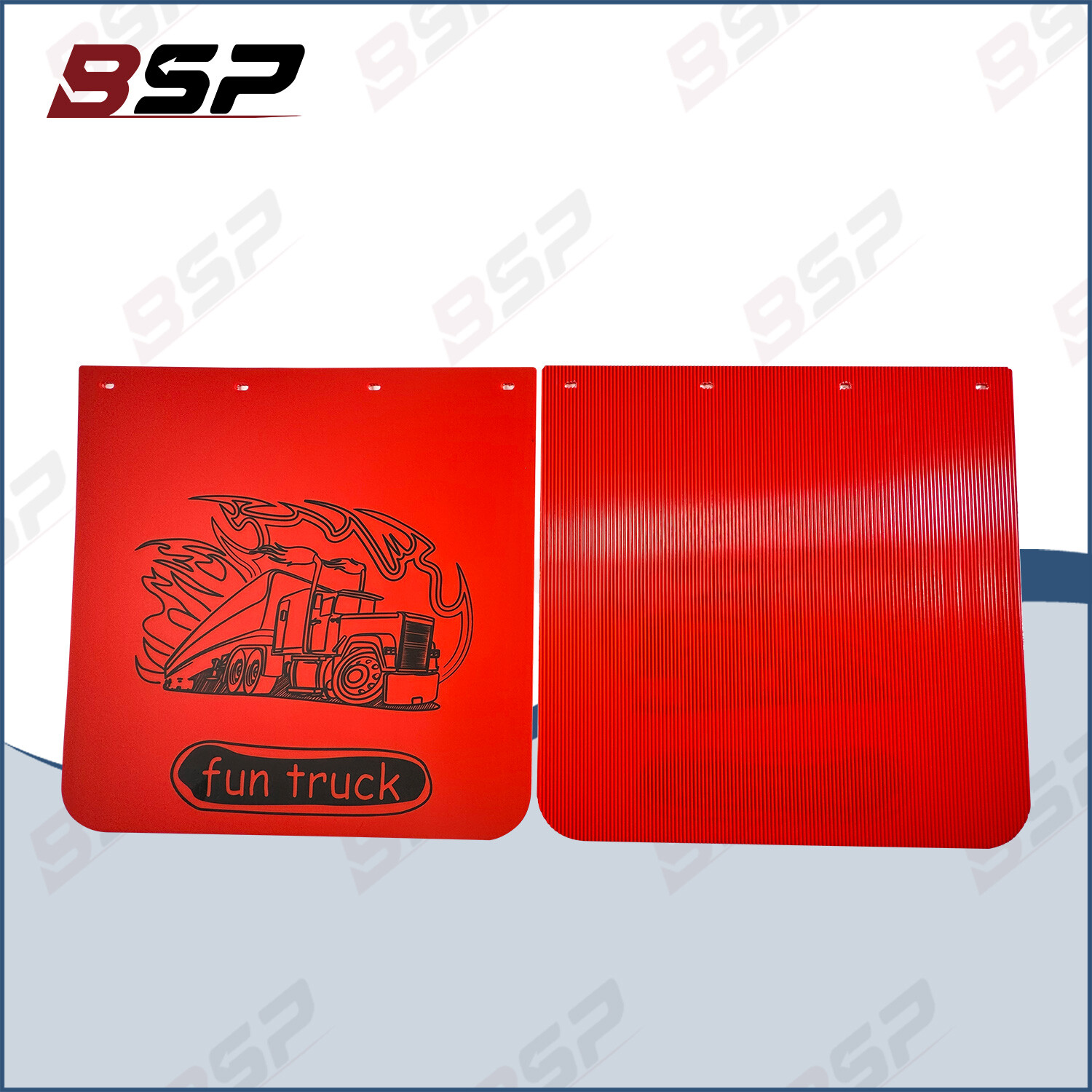 Pair Red Fun Truck Pattern Semi Truck Splash Guard 24"x 24" Mud Flaps 1 ...