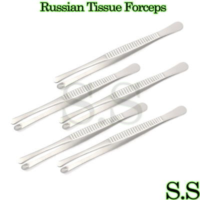 5 Pcs Russian Tissue Forceps 8" Surgical Dental Instruments German ...