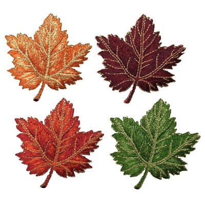 Maple Leaf Applique Patch Set - Autumn Fall Leaf 2-3/8" (4-Pack, Iron ...