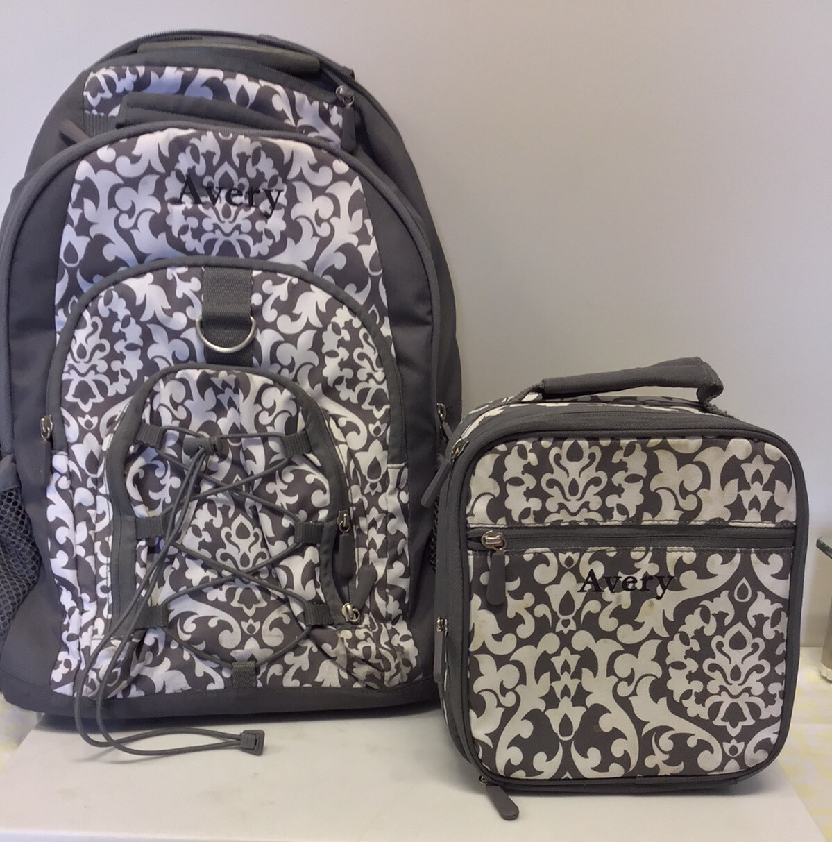 pottery barn kids rolling backpack Monogram Avery And Lunchbox | eBay