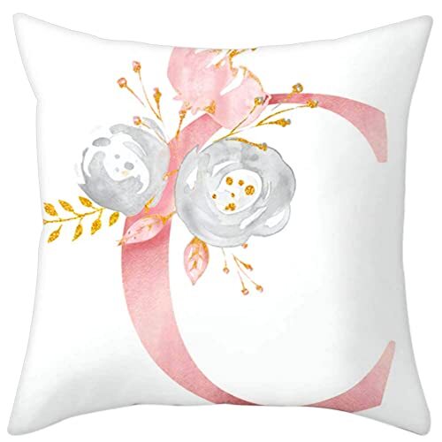 Throw Pillow Covers Alphabet Decorative Pillow Cases ABC Letter Flowers ...