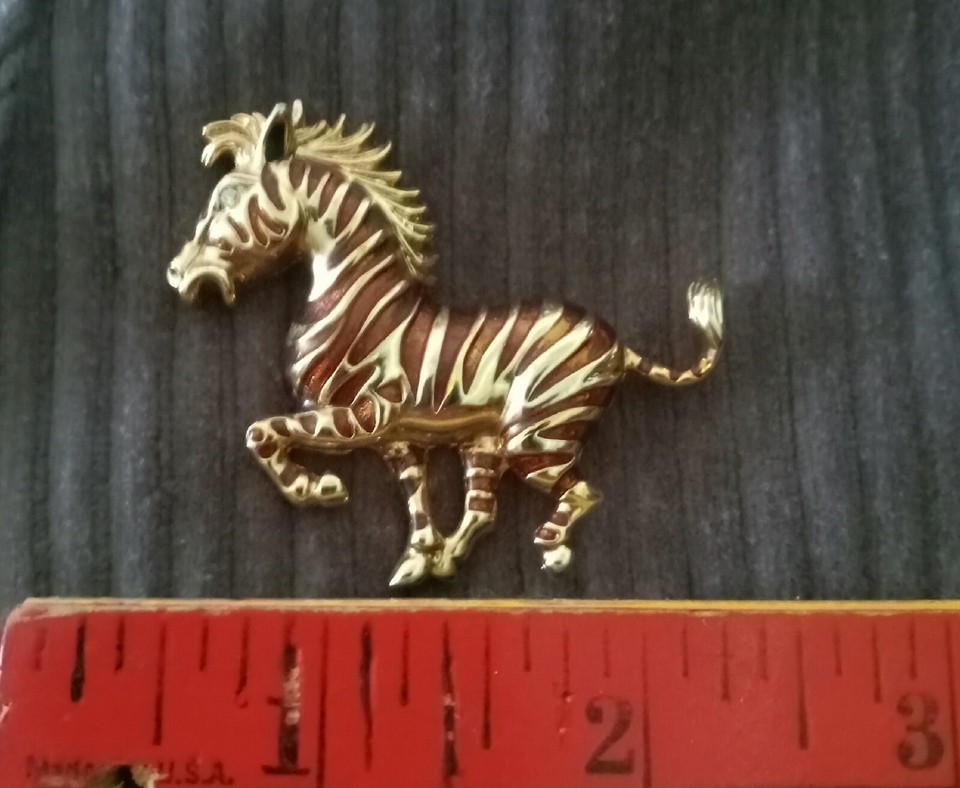 Zebra Pin Brooch Gold Tone | eBay