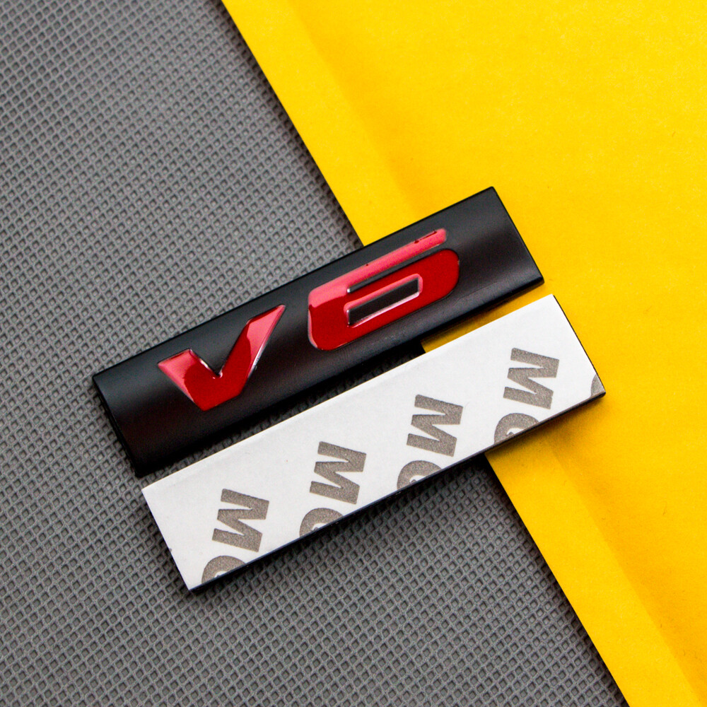 2x Black & Red V6 Engine Metal Emblem Rear Trunk Fender 4wd Sport Badge ...